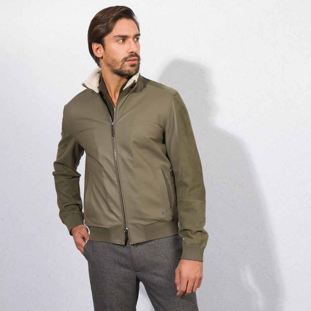 Lambskin, shearling and crocodile leather blouson by STEFANO RICCI ...