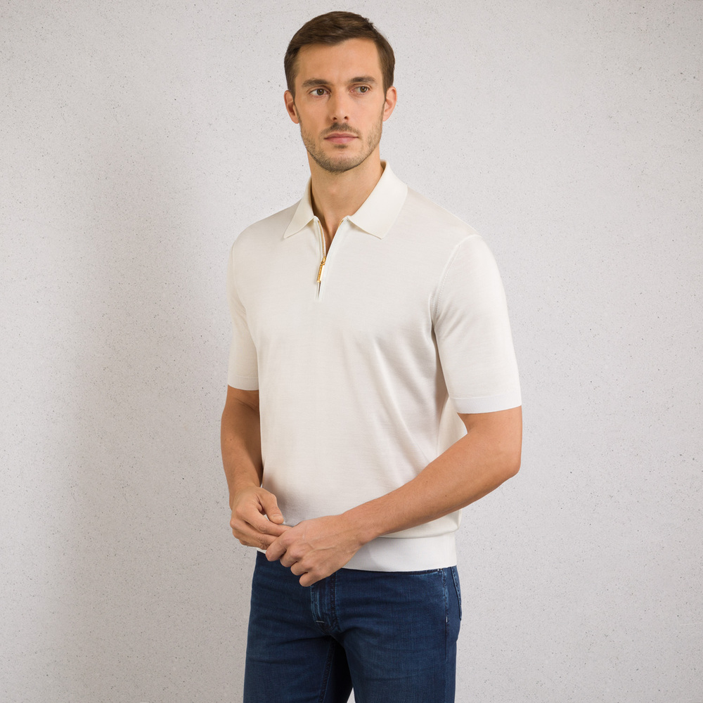 Silk and crocodile leather zip polo by STEFANO RICCI | Shop Online