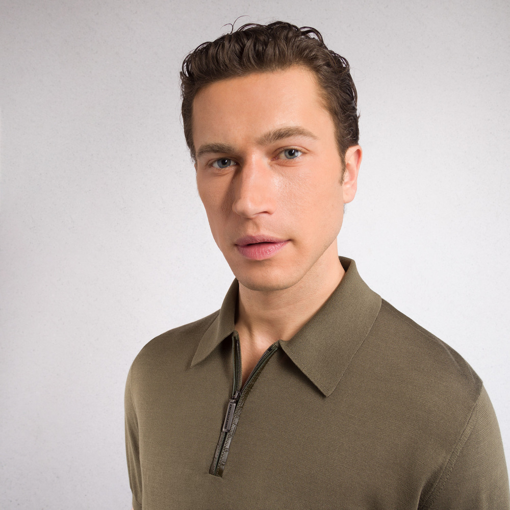 Silk and crocodile leather zip polo by STEFANO RICCI | Shop Online