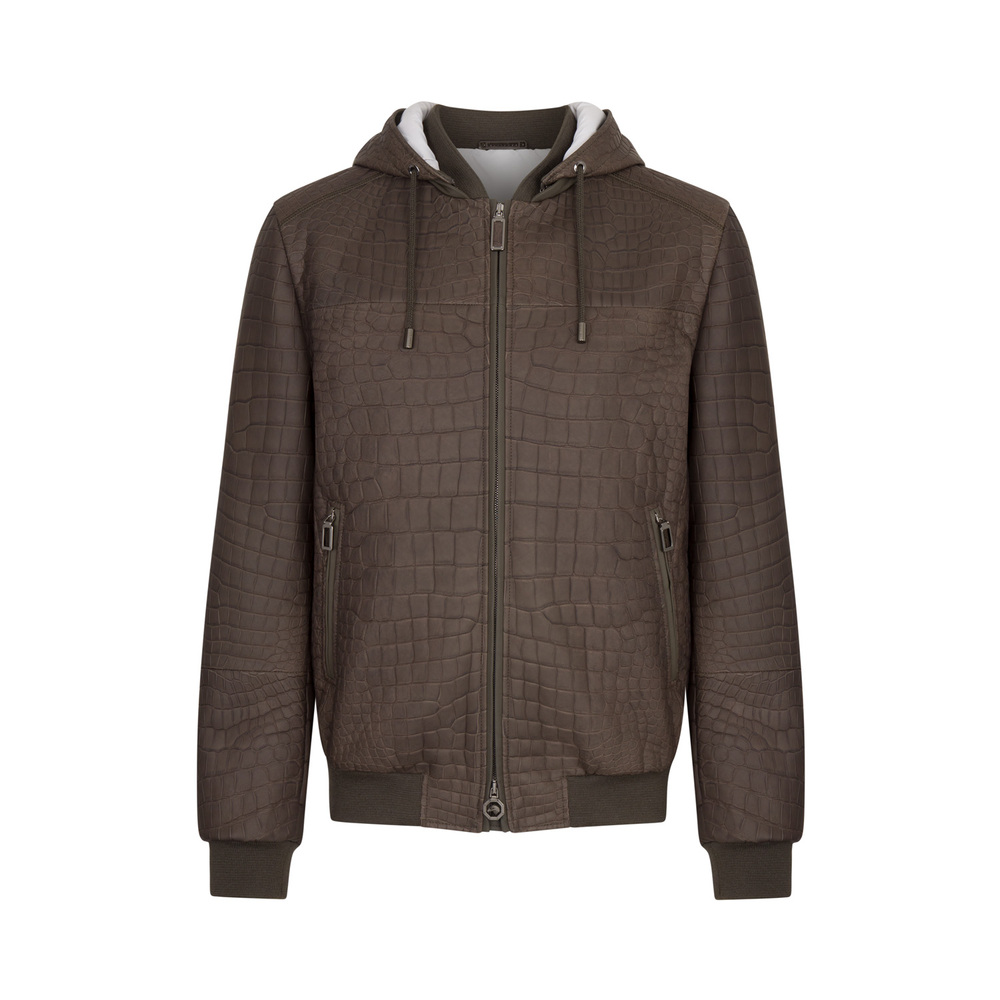 Rubberised crocodile leather hooded blouson by STEFANO RICCI | Shop Online